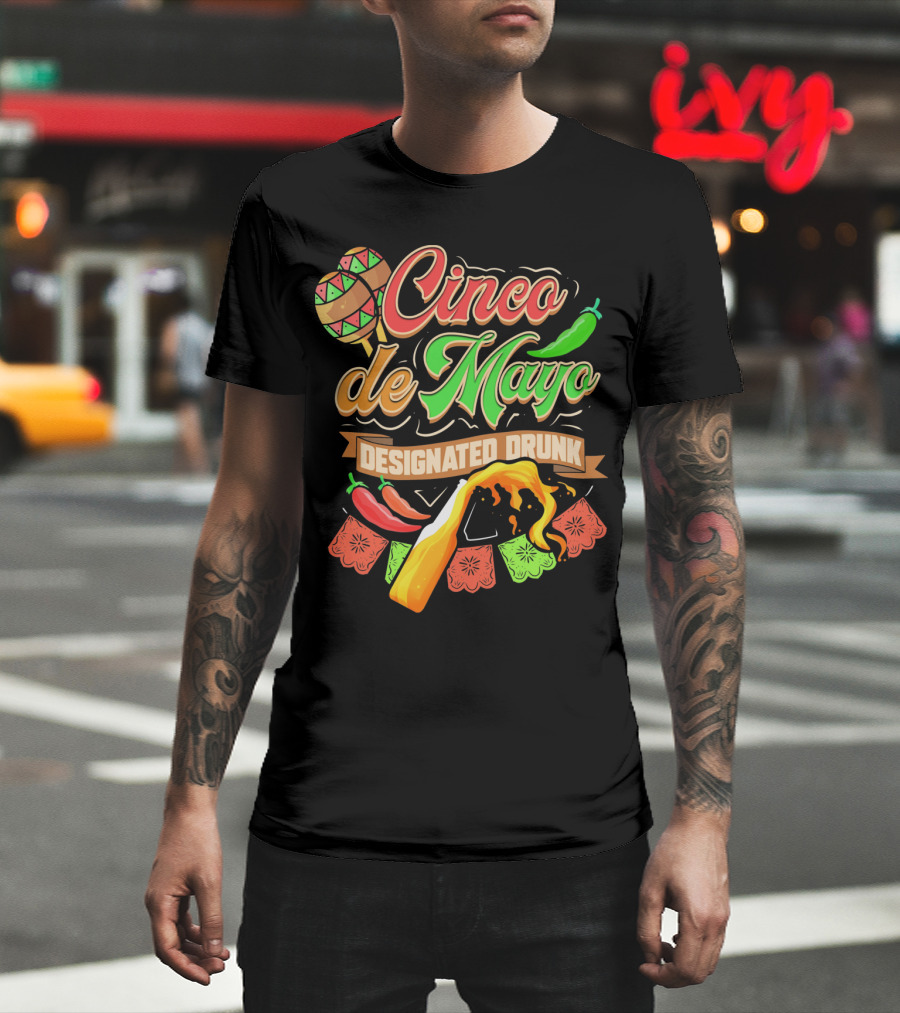 Cinco De Mayo Designated Drunk Peppers Beer Fiesta T-Shirt