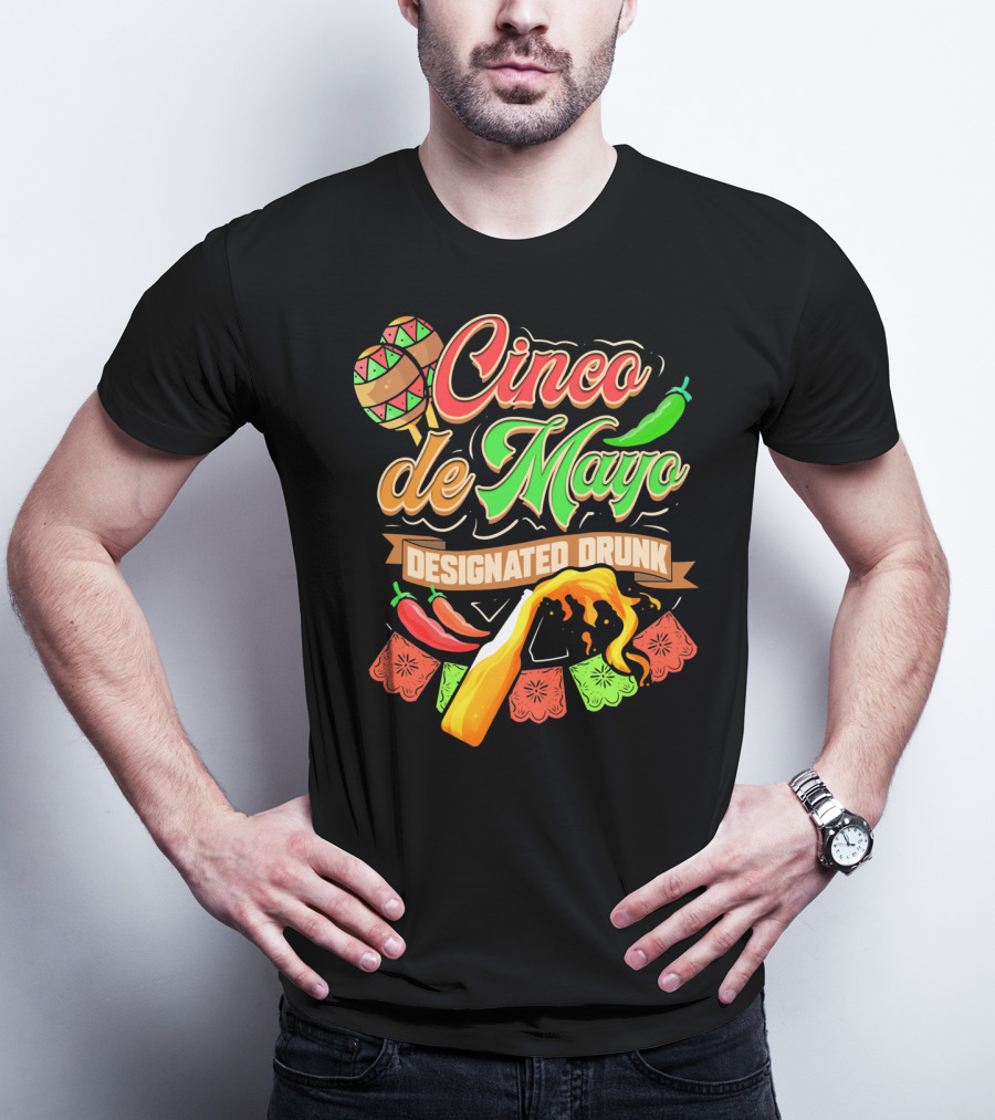 Cinco De Mayo Designated Drunk Peppers Beer Fiesta T-Shirt