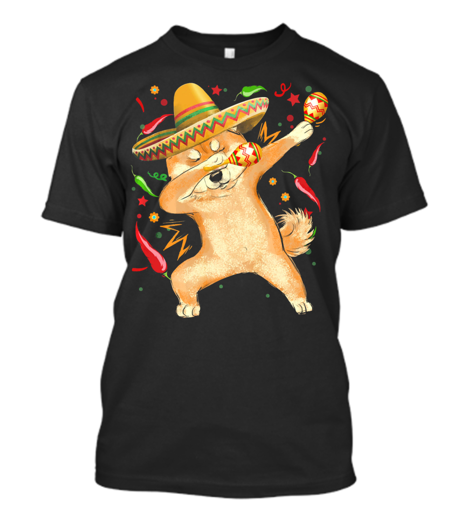Dabbing Shiba Inu Sombrero Maracas Cinco De Mayo Celebration Dog T-Shirt