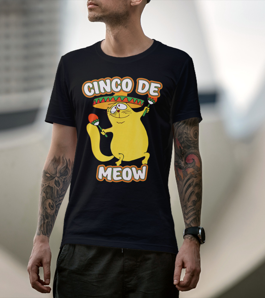 Cinco De Meow Funny Cat Lover Sombrero Party T-Shirt