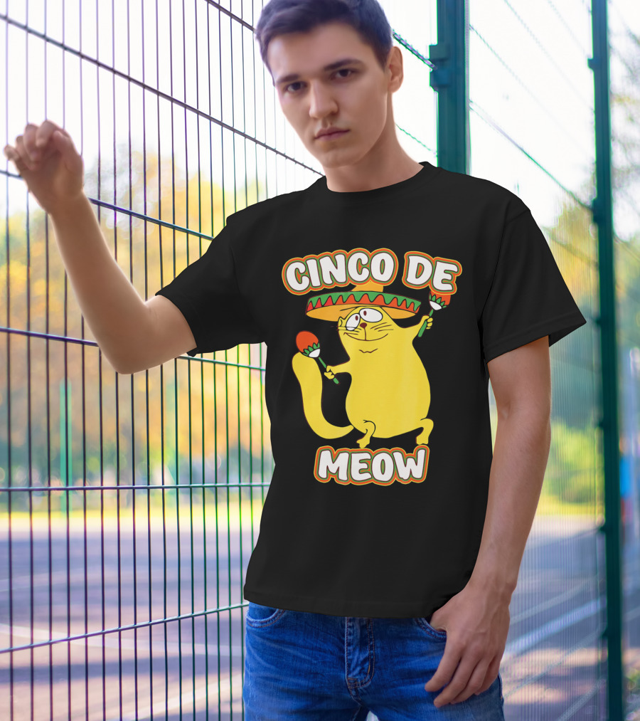 Cinco De Meow Funny Cat Lover Sombrero Party T-Shirt
