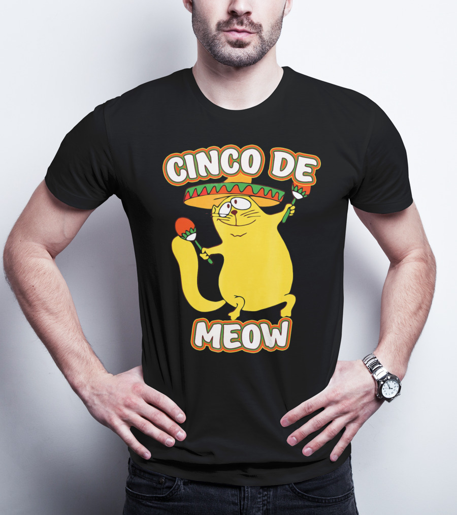 Cinco De Meow Funny Cat Lover Sombrero Party T-Shirt