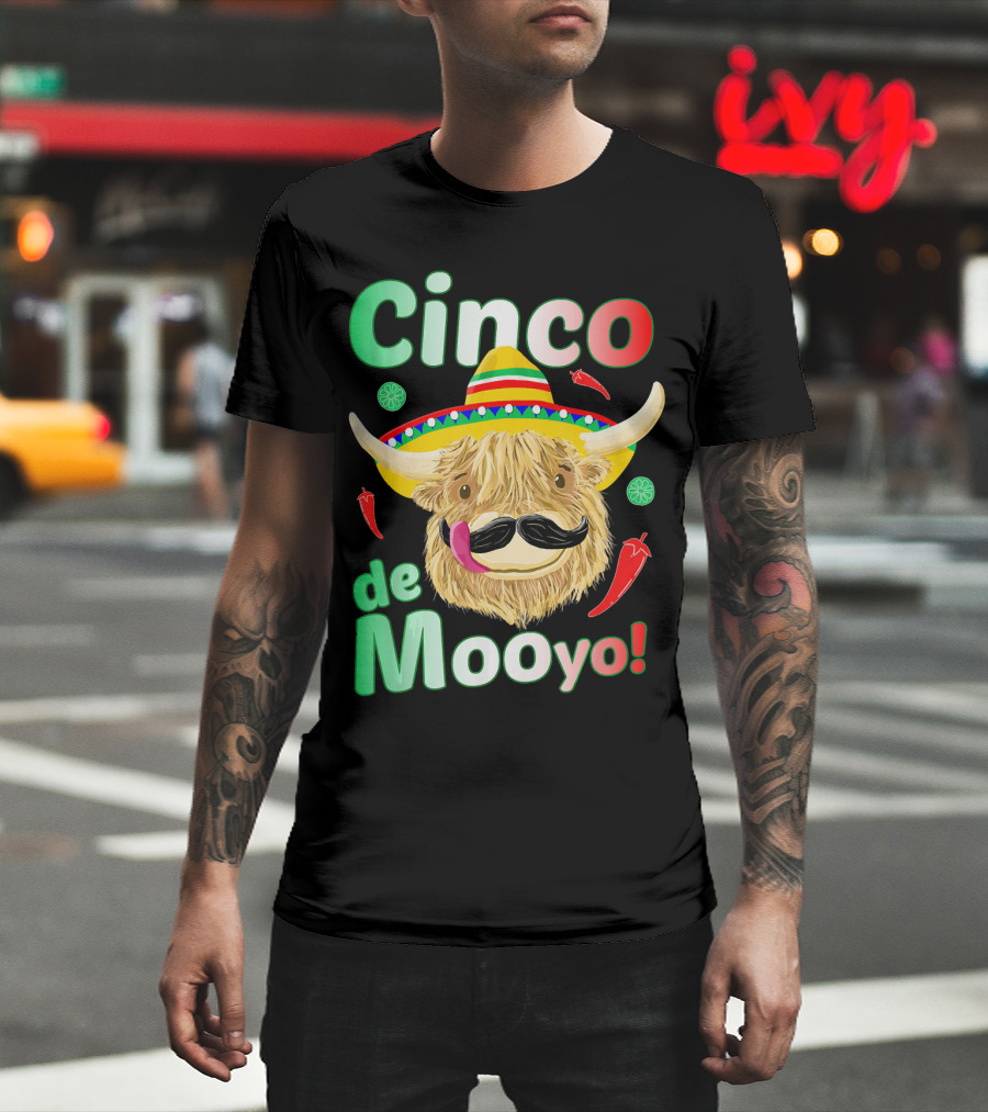 Cinco De Mooyo Scottish Highland Cow Fiesta T-Shirt