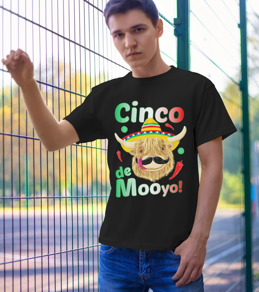 Cinco De Mooyo Scottish Highland Cow Fiesta T-Shirt