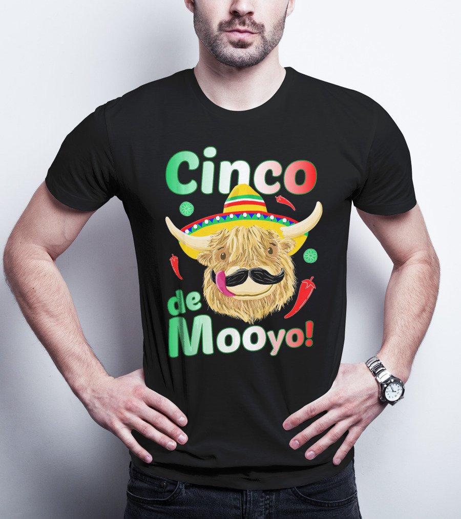 Cinco De Mooyo Scottish Highland Cow Fiesta T-Shirt
