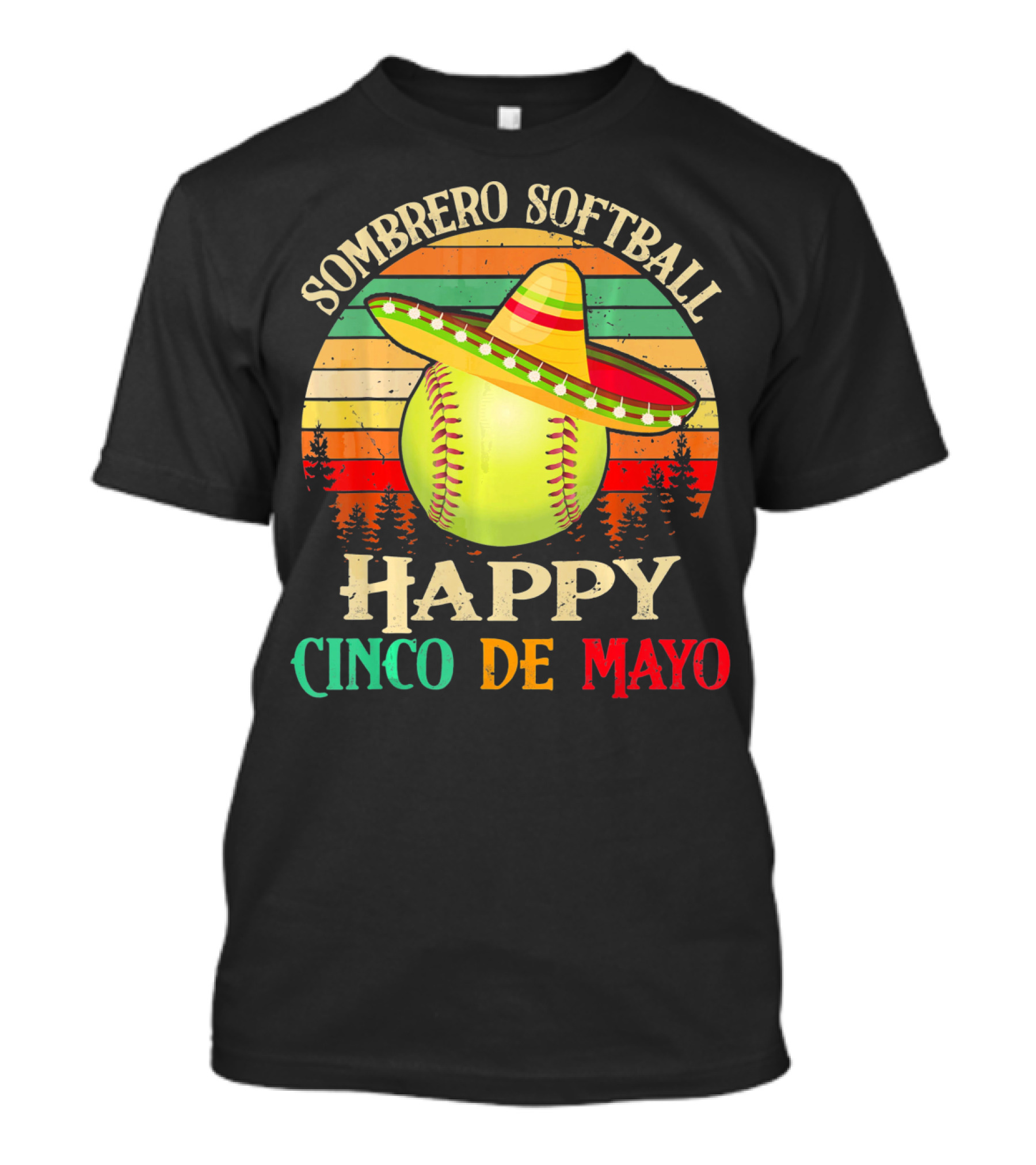 Sombrero Softball Happy Cinco De Mayo T-Shirt