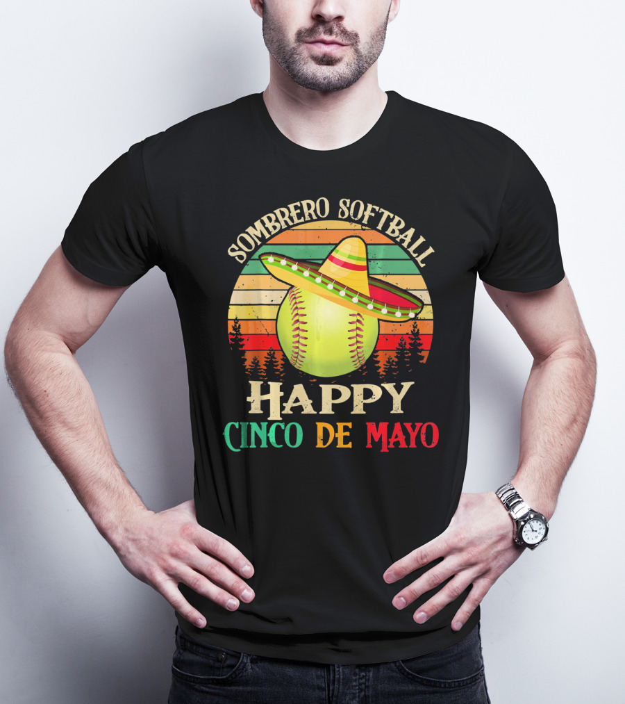 Sombrero Softball Happy Cinco De Mayo T-Shirt