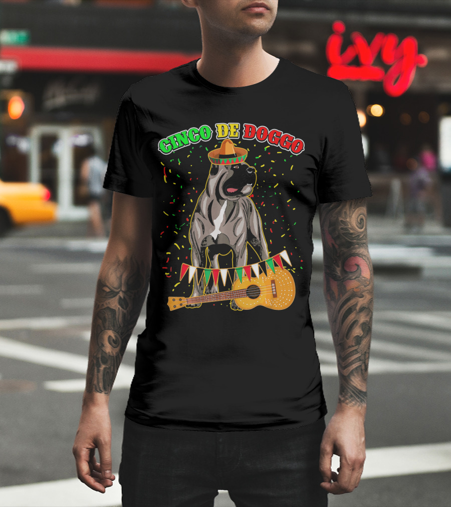 Cinco De Mayo Doggo Cane Corso Sombrero Guitar Festival T-Shirt