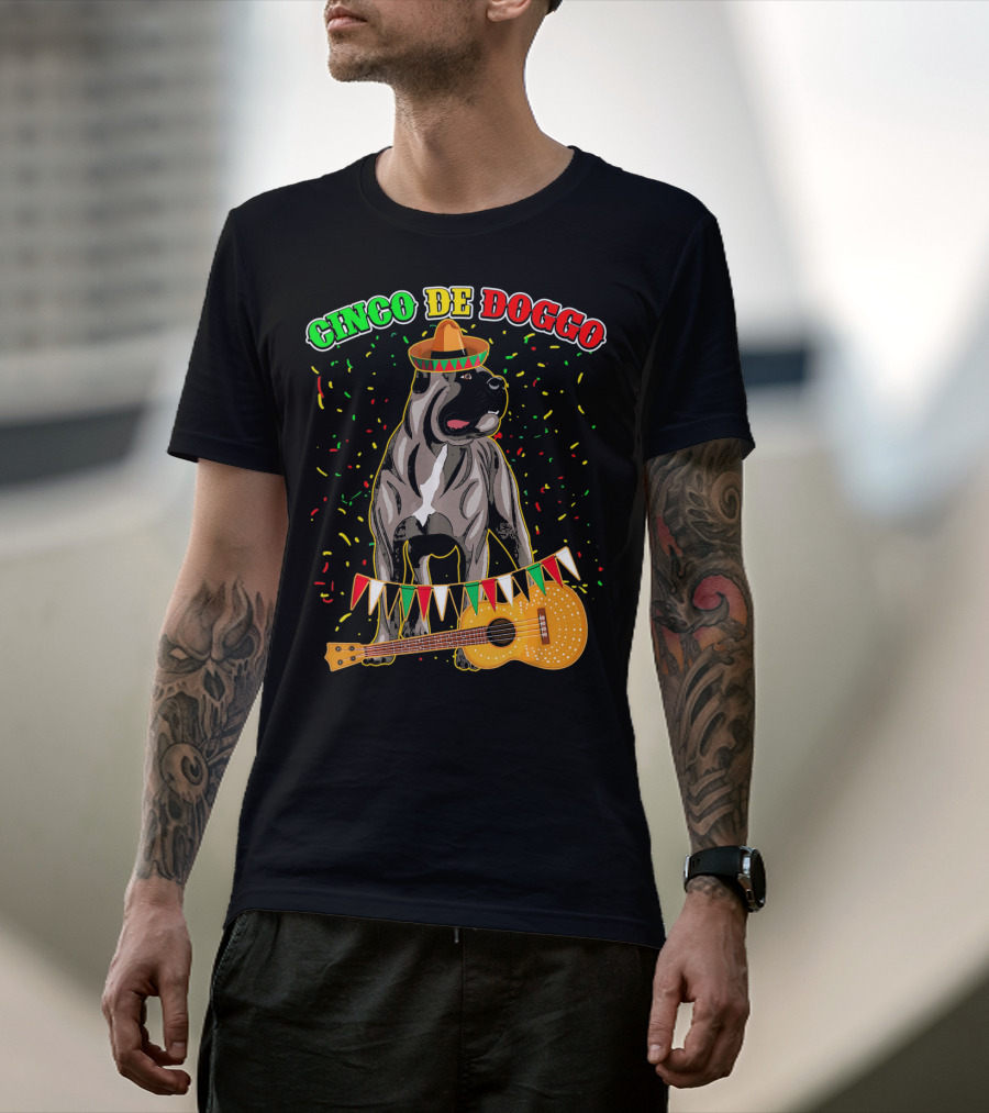 Cinco De Mayo Doggo Cane Corso Sombrero Guitar Festival T-Shirt