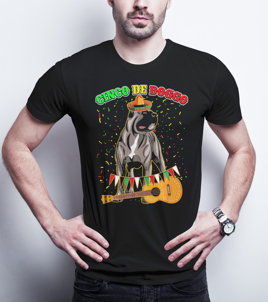 Cinco De Mayo Doggo Cane Corso Sombrero Guitar Festival T-Shirt