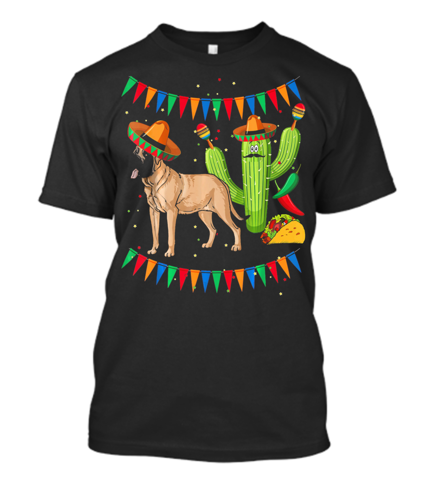 Sombrero Mastiff Dog Cactus Mexico Cinco De Mayo T-Shirt