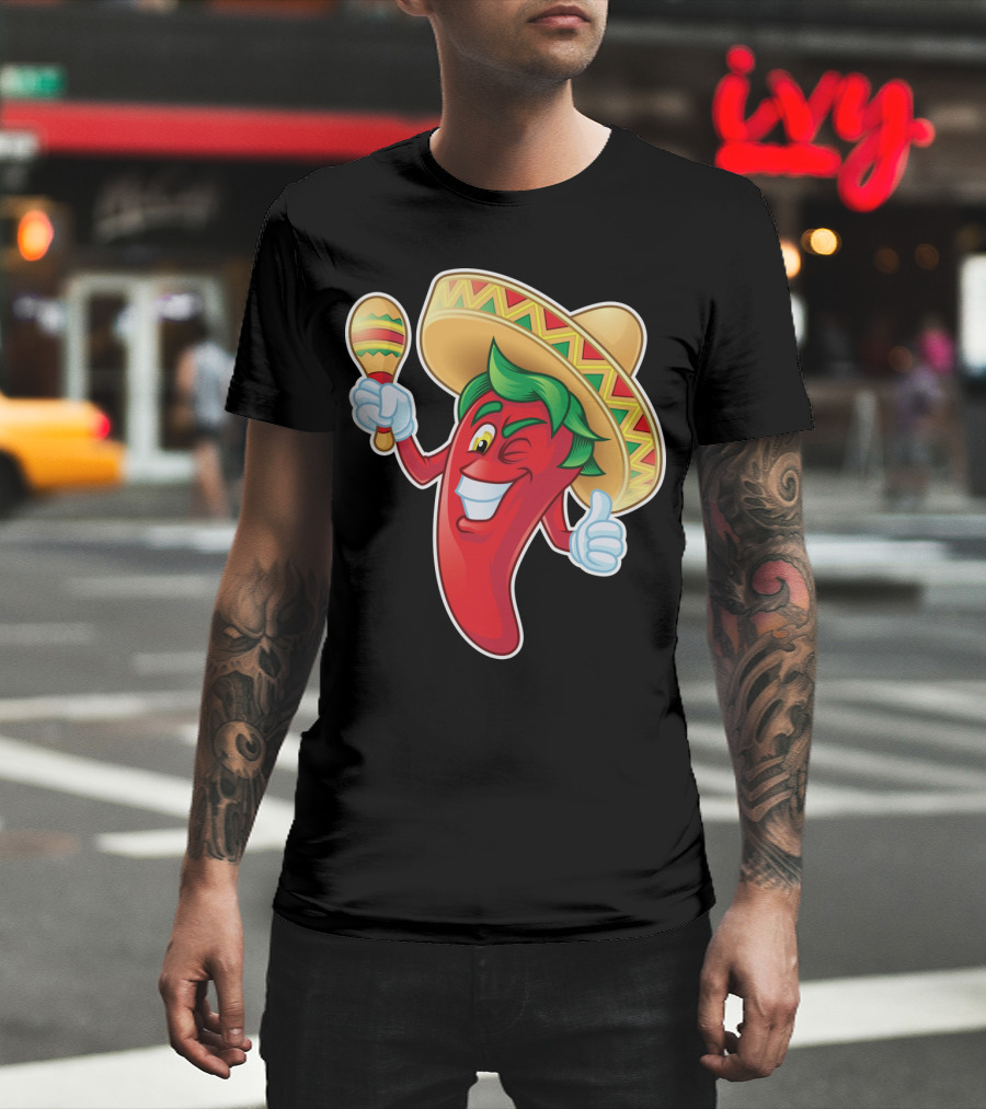 Funny Jalapeno Sombrero Maracas Cinco De Mayo T-Shirt