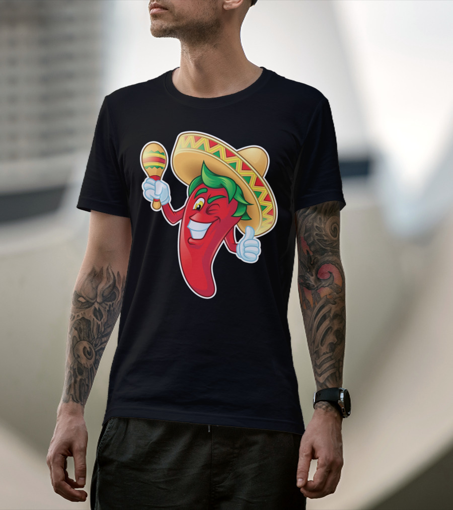 Funny Jalapeno Sombrero Maracas Cinco De Mayo T-Shirt