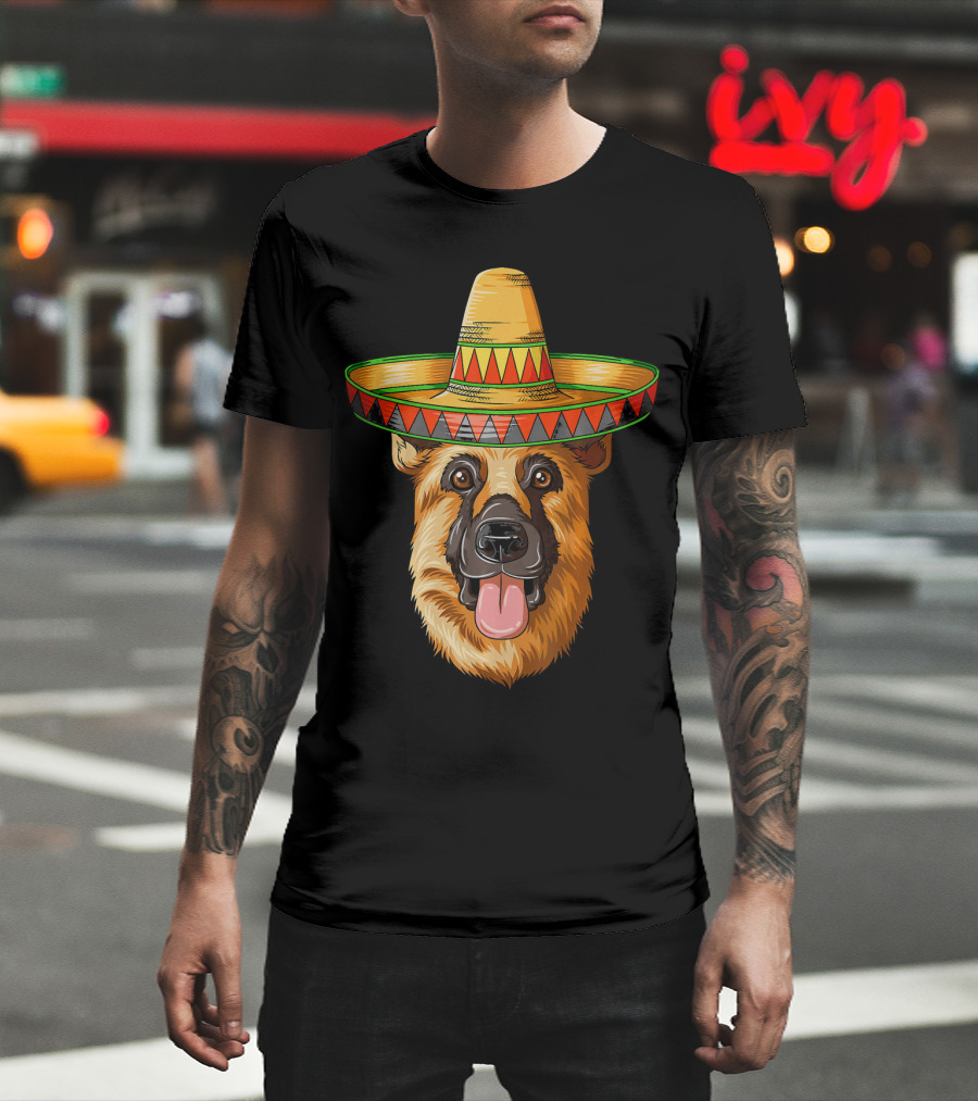 German Shepherd Sombrero Cinco De Mayo Mexican T-Shirt