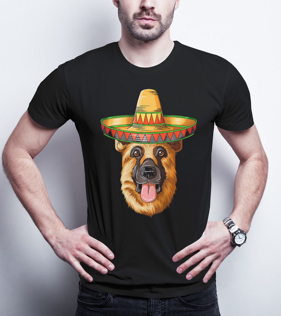 German Shepherd Sombrero Cinco De Mayo Mexican T-Shirt