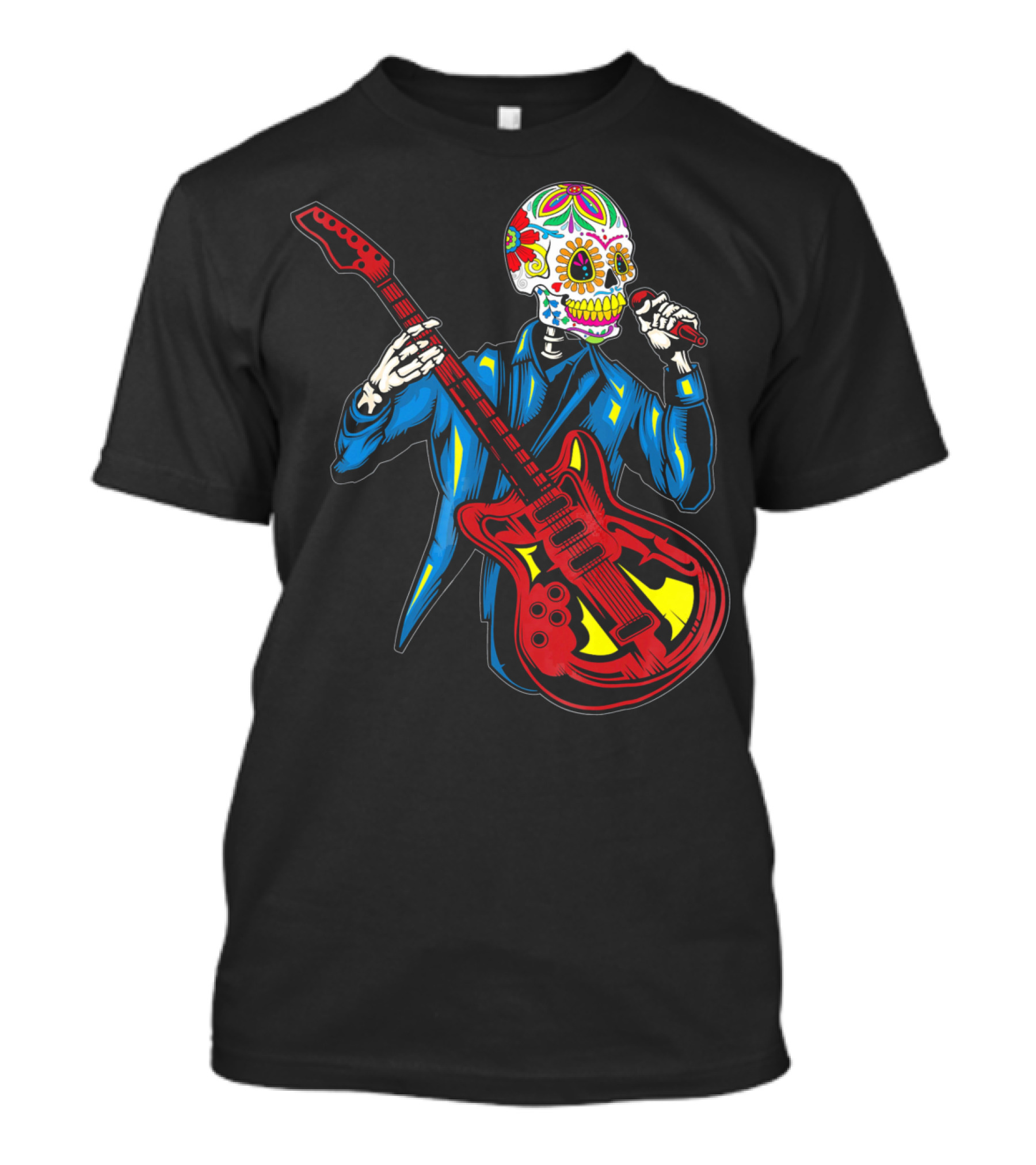 Sugar Skull Playing Guitar Cinco De Mayo T-Shirt