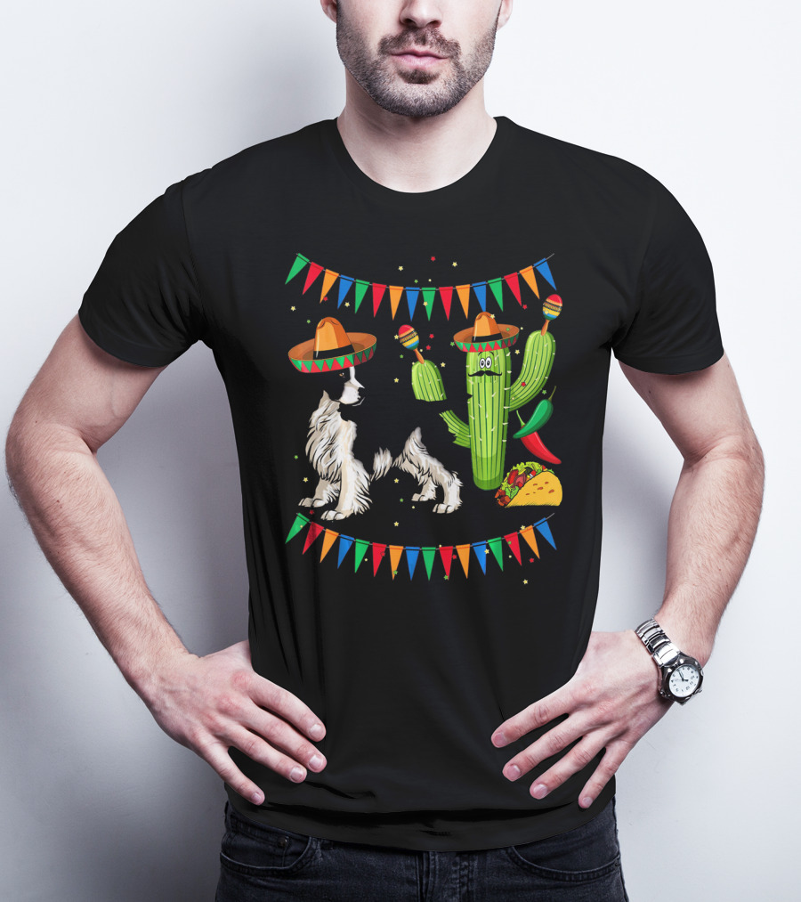 Sombrero English Springer Spaniel Dog With Cactus And Taco Fiesta T-Shirt