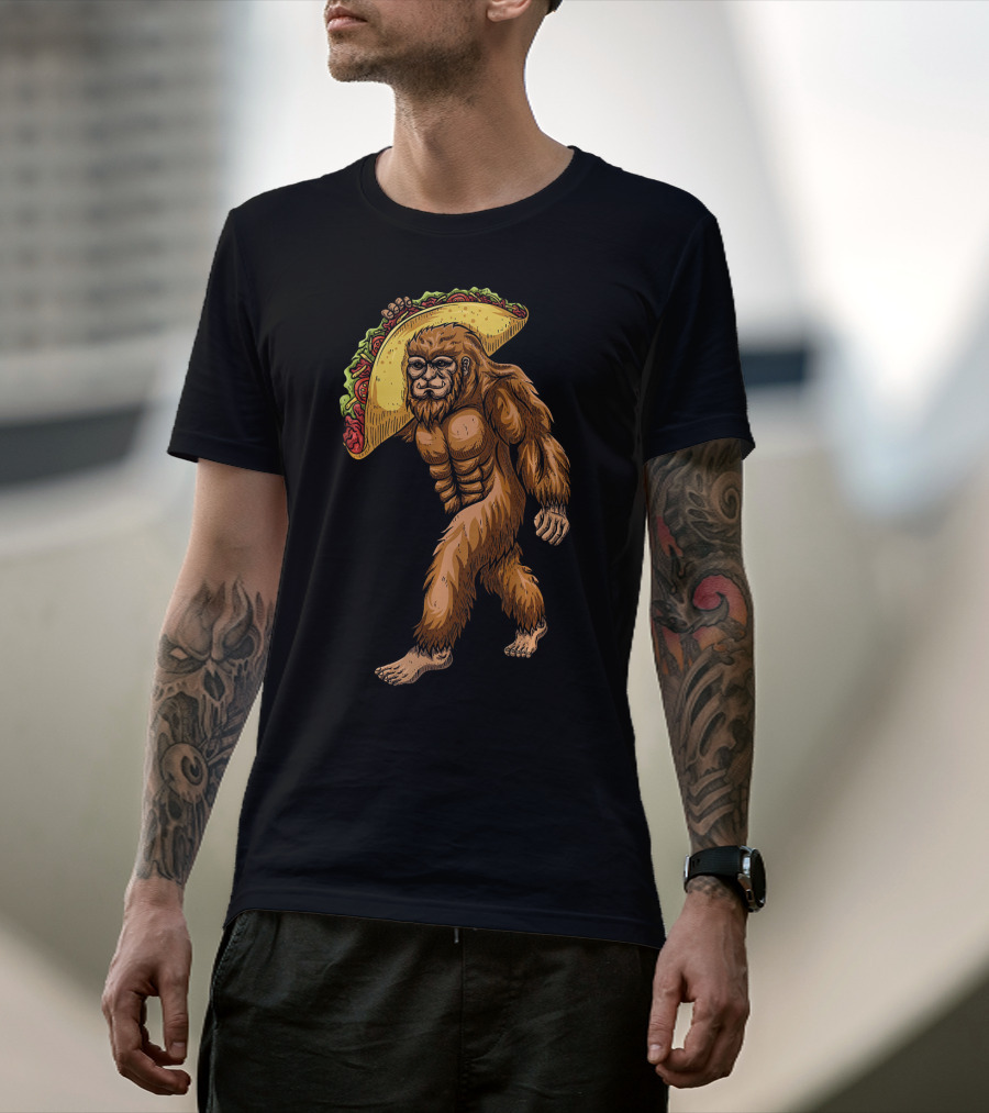Bigfoot Sasquatch Holding Giant Taco T-Shirt