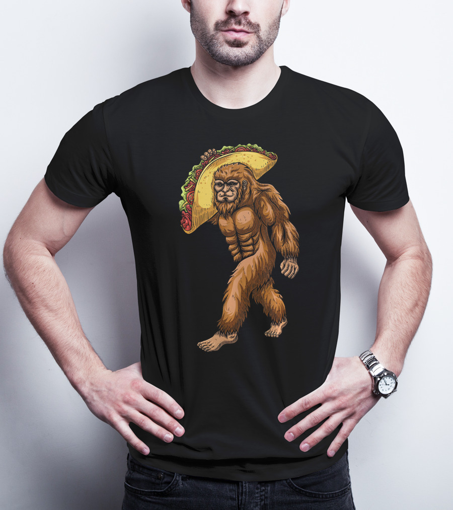 Bigfoot Sasquatch Holding Giant Taco T-Shirt