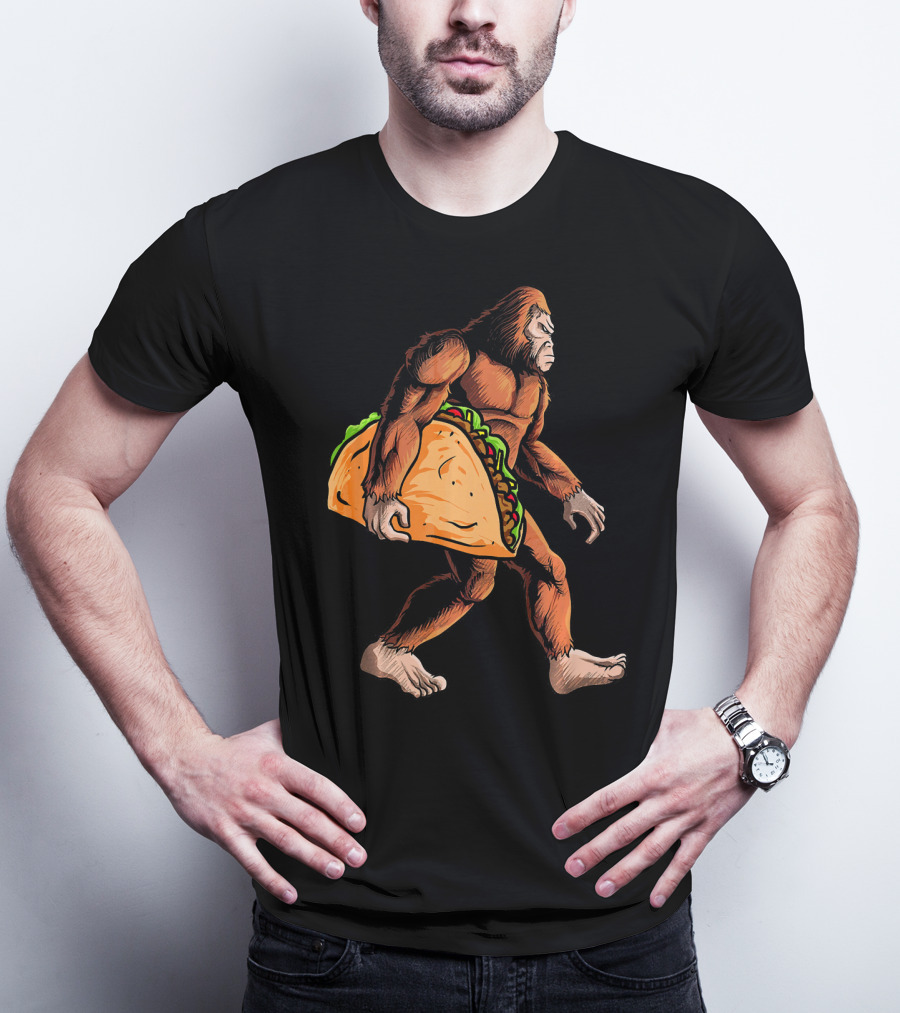 Bigfoot Carrying Giant Taco For Cinco De Mayo T-Shirt