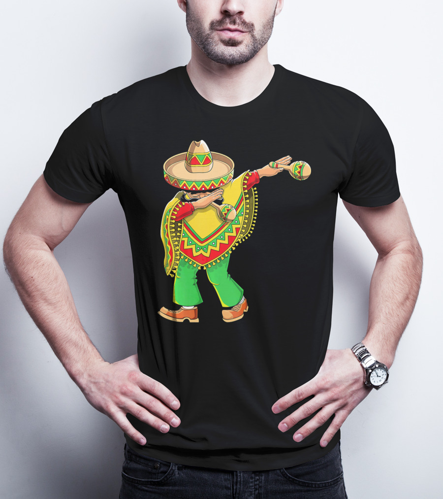 Dabbing Sombrero And Poncho With Maracas Fun T-Shirt