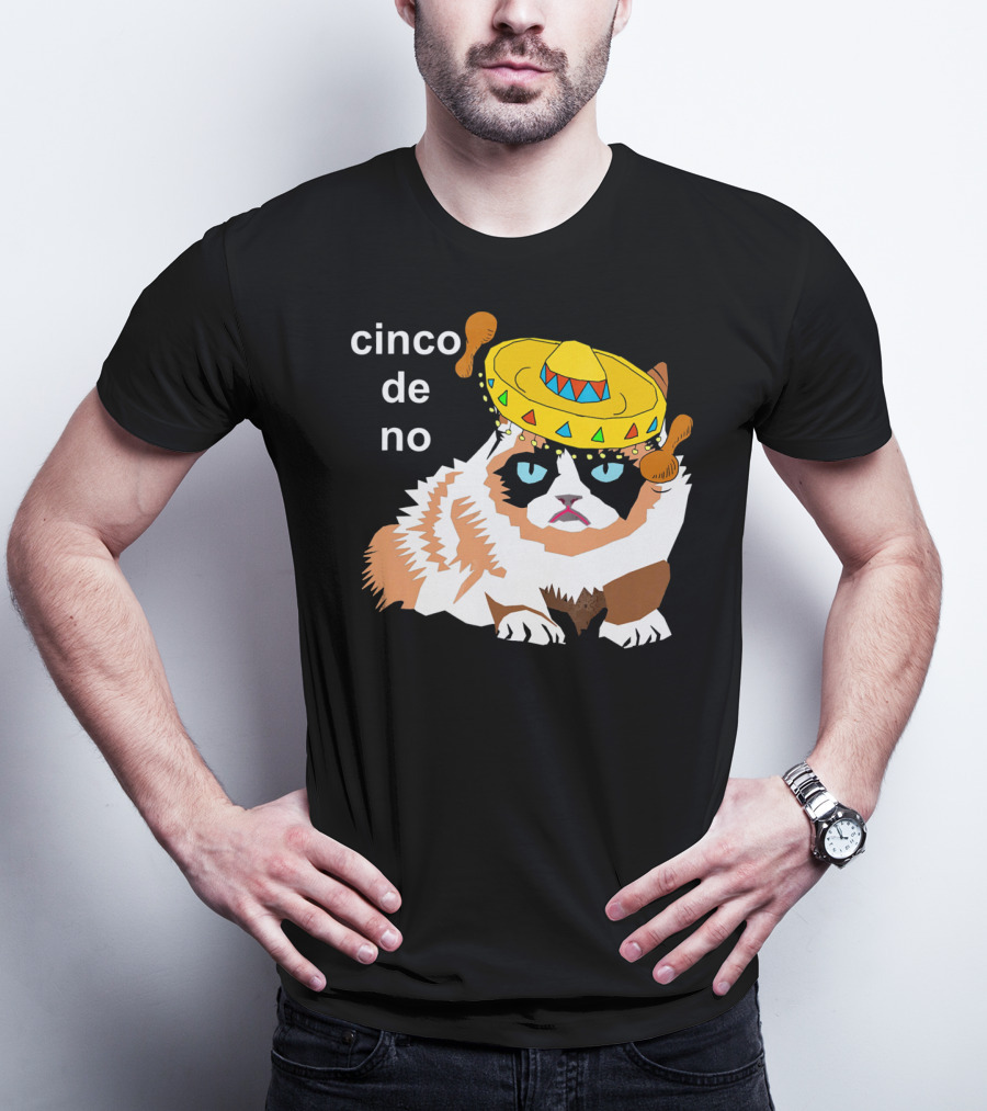 Cinco De No Angry Cat Sombrero Humor T-Shirt