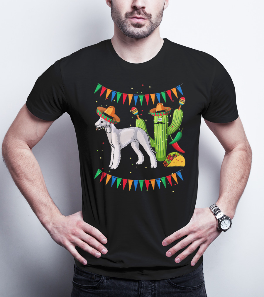 Sombrero Bedlington Terrier Dog Cactus Fiesta Mexico T-Shirt