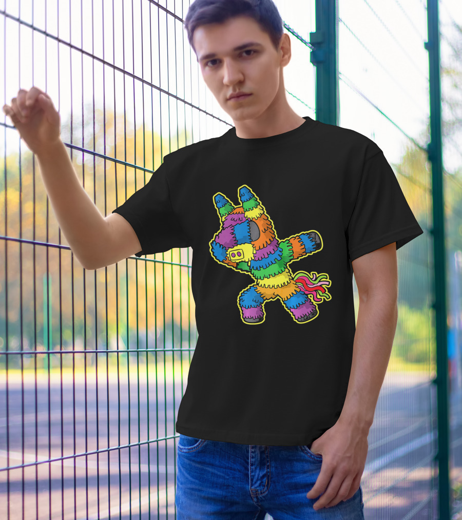 Dabbing Pinata Rainbow Colors Cinco De Mayo Kids Fun T-Shirt