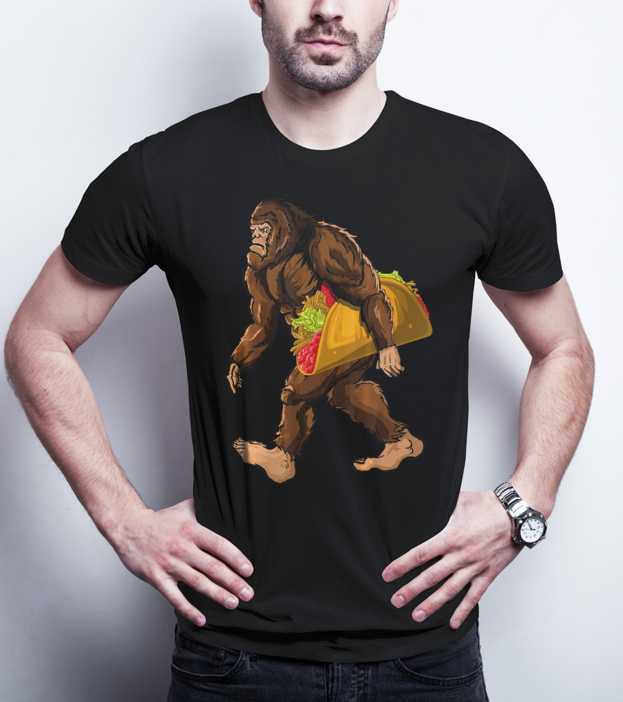 Funny Bigfoot Carrying Taco Cinco De Mayo Humor T-Shirt