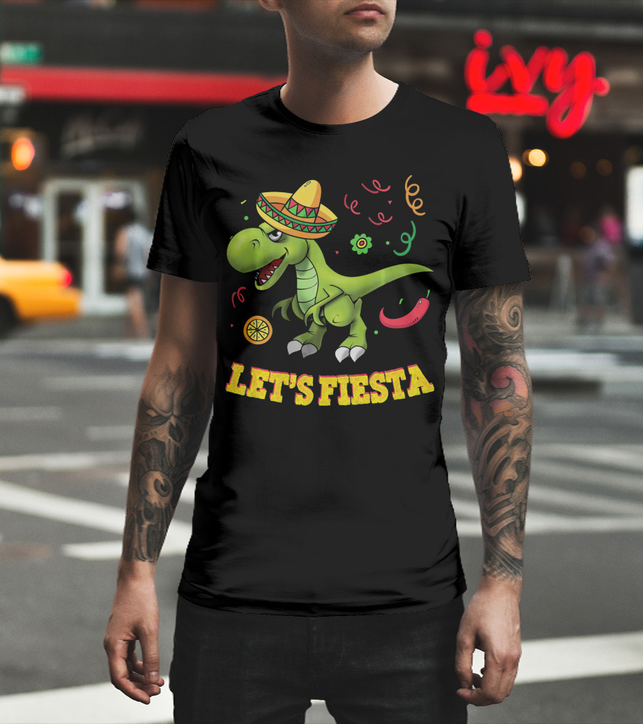 Let's Fiesta T Rex Cinco De Mayo Tyrannosaurus Sombrero T-Shirt