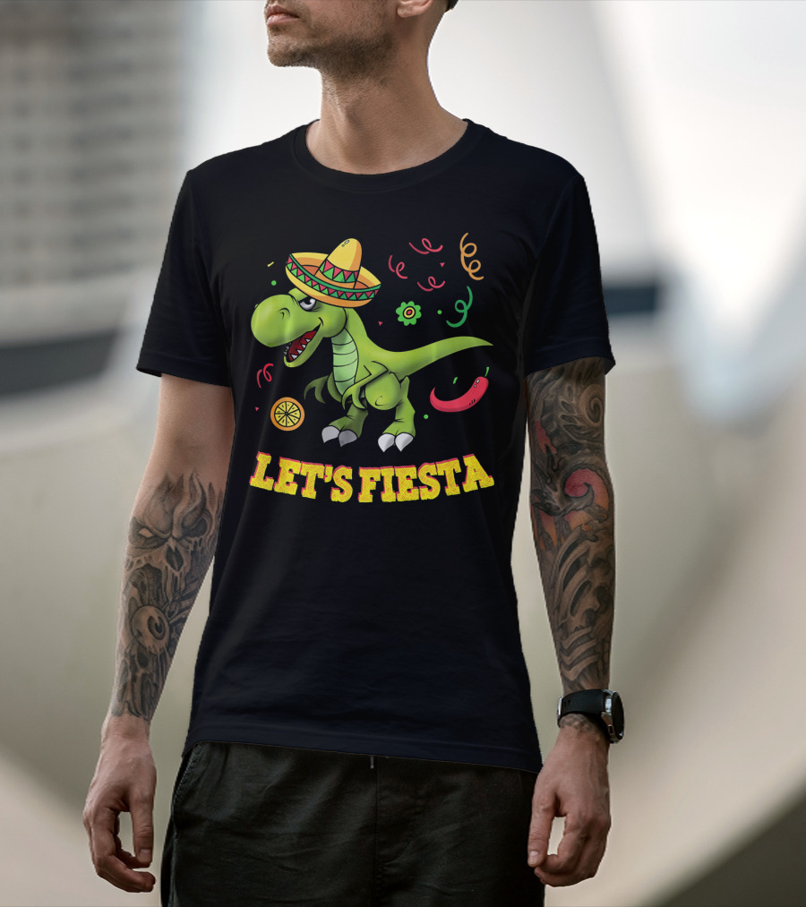 Let's Fiesta T Rex Cinco De Mayo Tyrannosaurus Sombrero T-Shirt