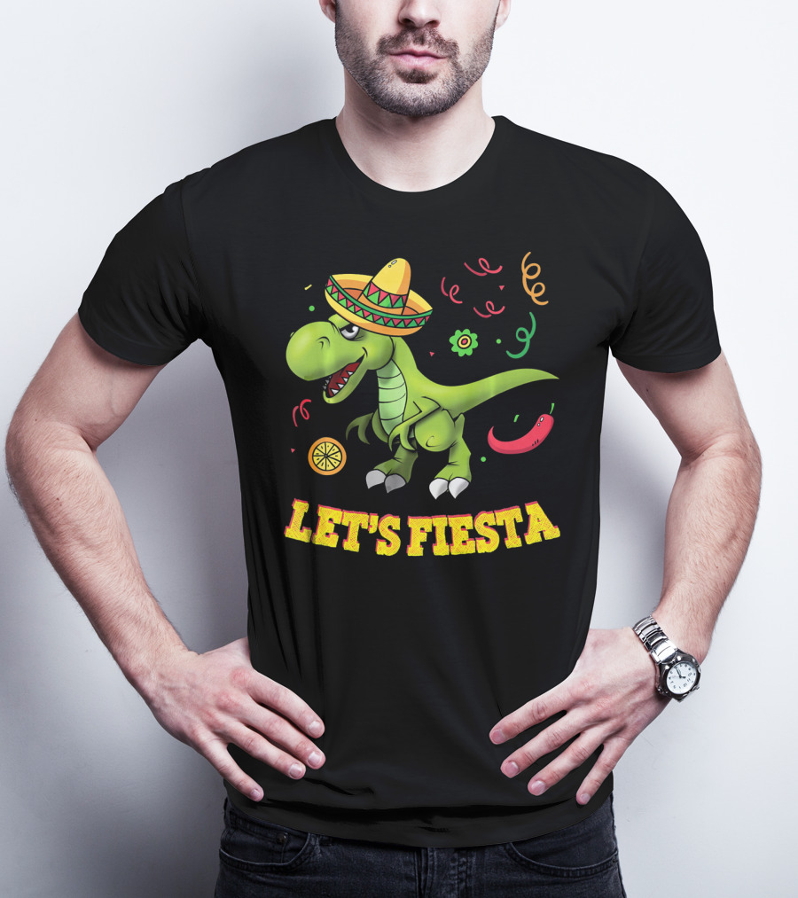 Let's Fiesta T Rex Cinco De Mayo Tyrannosaurus Sombrero T-Shirt