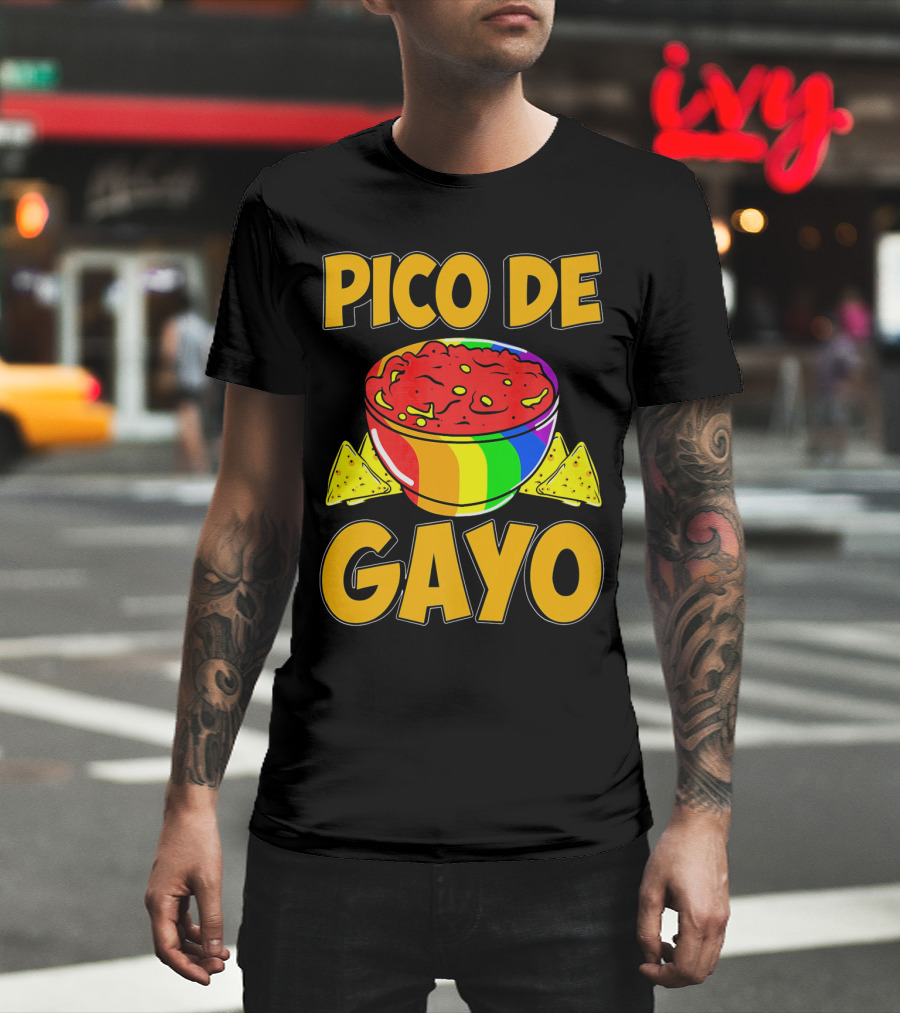 Pico De Gayo Cinco De Mayo Rainbow Salsa Bowl And Tortilla Chips T-Shirt