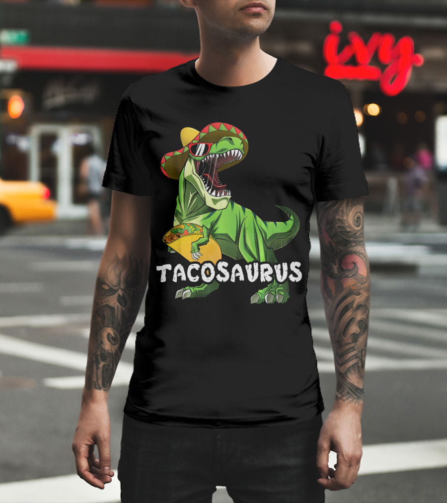 Tacosaurus Cinco De Mayo Rex Tac Dinosaur Sombrero Taco T-Shirt