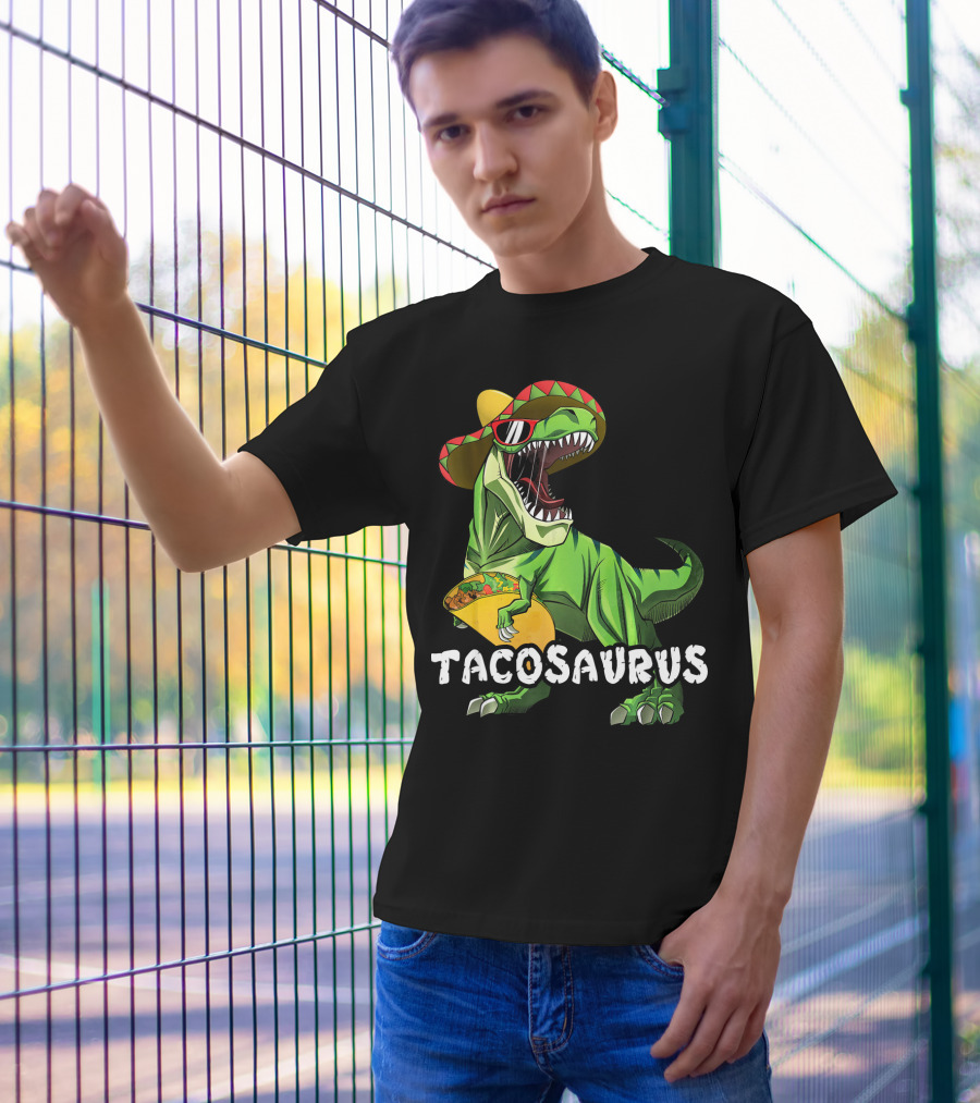 Tacosaurus Cinco De Mayo Rex Tac Dinosaur Sombrero Taco T-Shirt