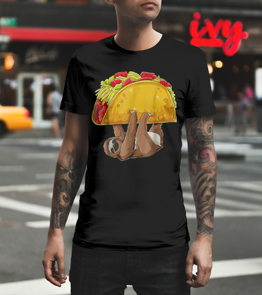 Sloth Hanging From Giant Taco Cinco De Mayo T-Shirt
