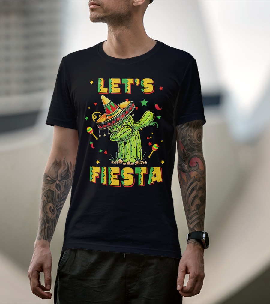 Let's Fiesta Dabbing Cactus Cinco De Mayo T-Shirt