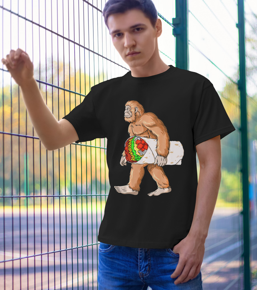 Bigfoot Carrying Burrito Sasquatch Cinco De Mayo T-Shirt