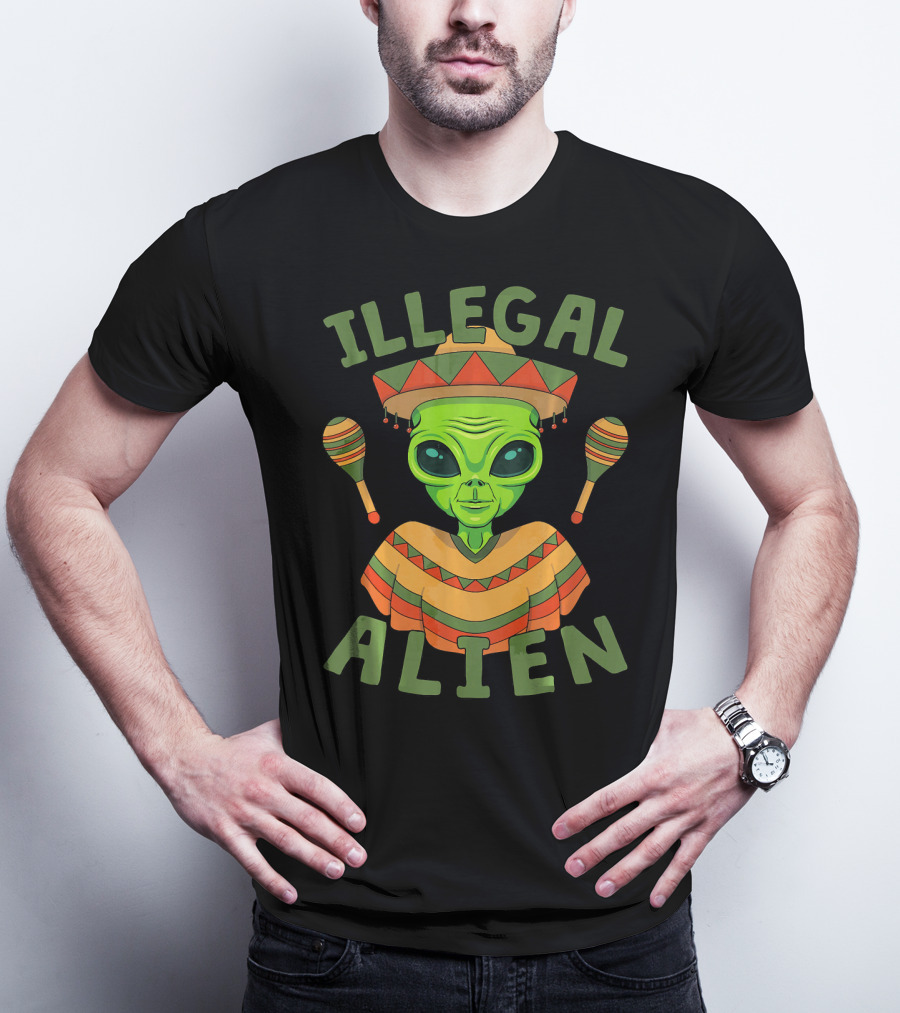 Illegal Alien In Sombrero With Maracas For Cinco De Mayo T-Shirt