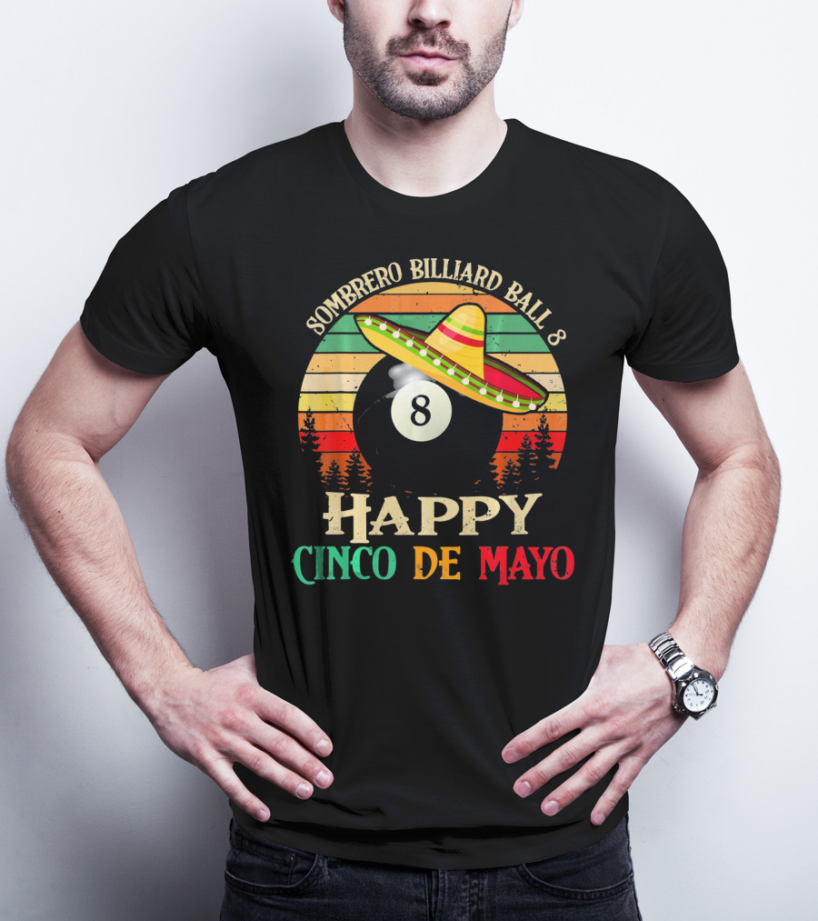 Sombrero Billiard Ball 8 Happy Cinco De Mayo T-Shirt