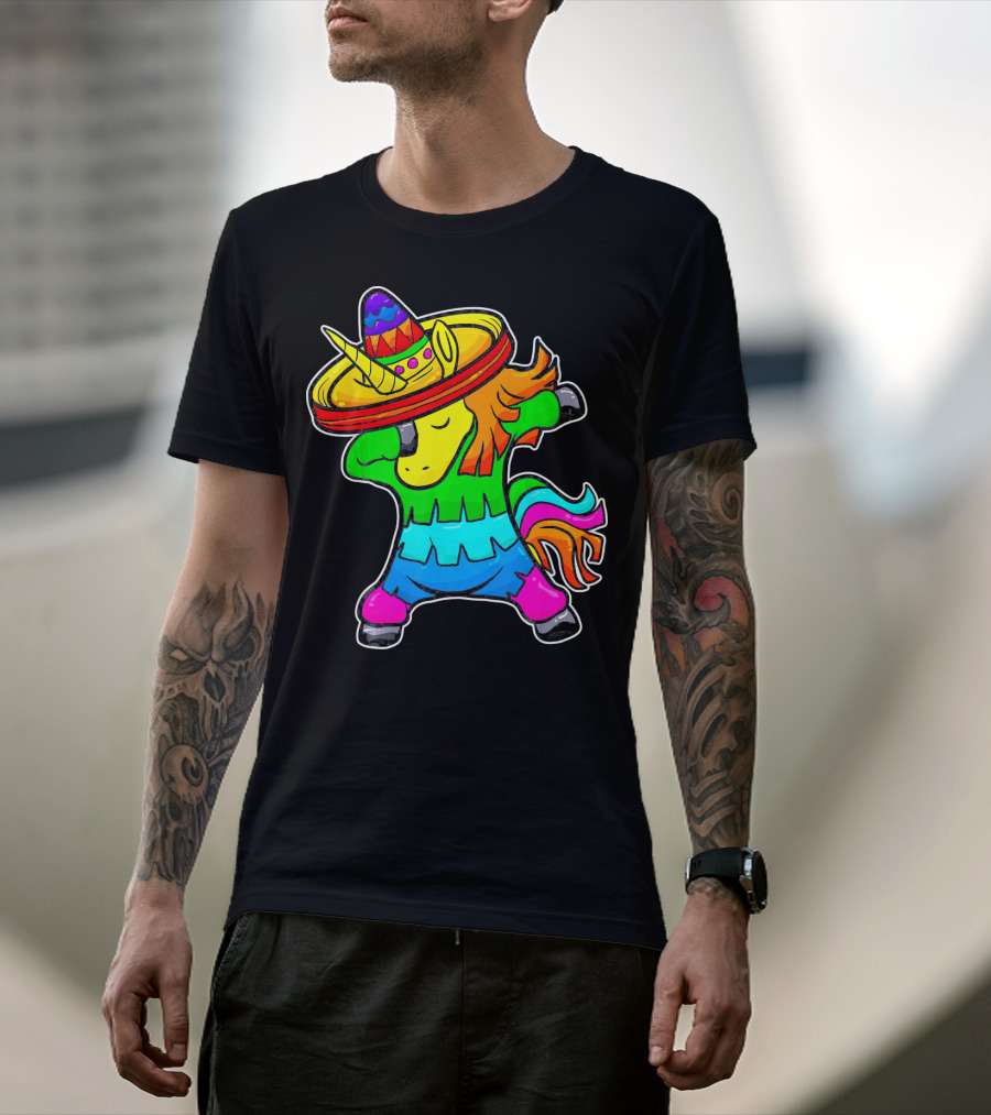 Cinco De Mayo Dabbing Unicorn Sombrero Fiesta T-Shirt