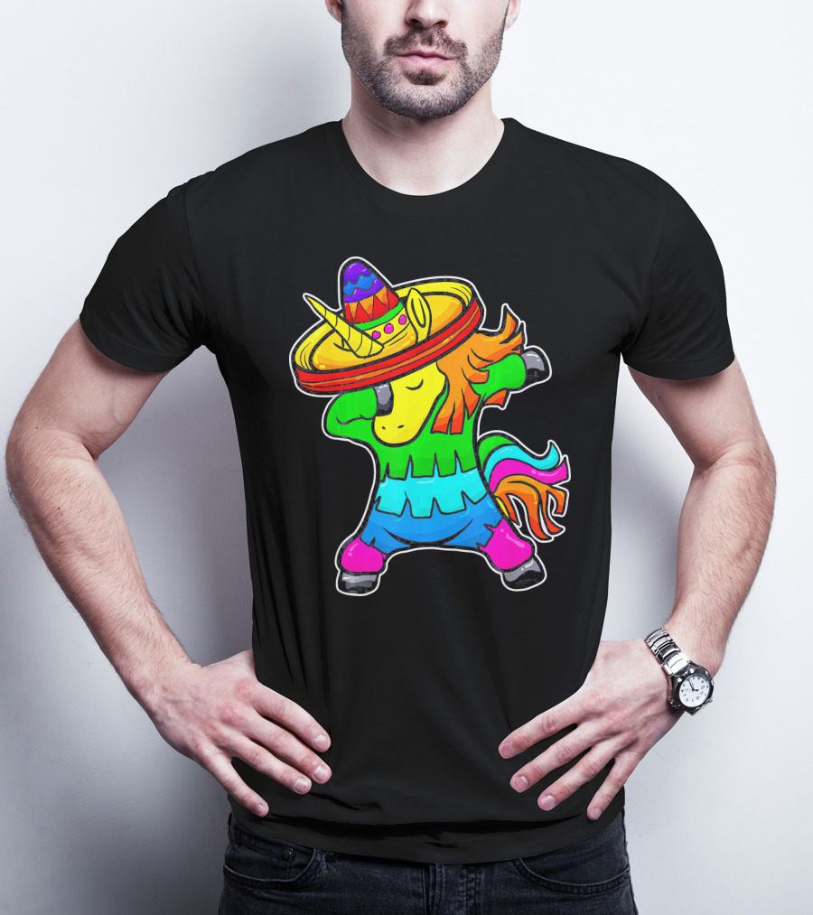 Cinco De Mayo Dabbing Unicorn Sombrero Fiesta T-Shirt