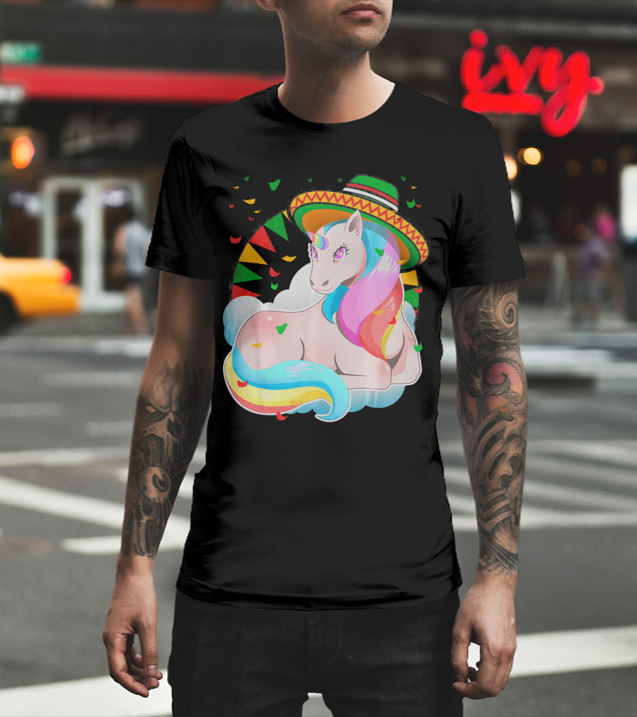 Cinco De Mayo Magical Unicorn Sombrero T-Shirt