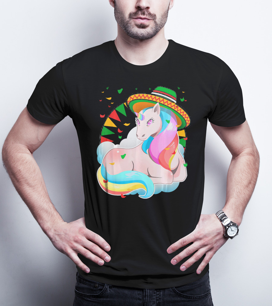 Cinco De Mayo Magical Unicorn Sombrero T-Shirt
