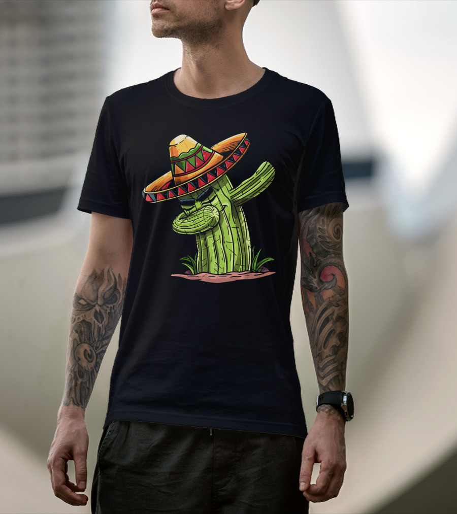 Dabbing Cactus Sombrero Funny Cinco De Mayo T-Shirt
