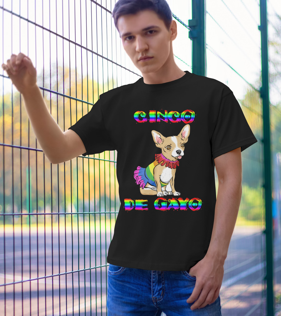 Cinco De Mayo Cinco De Gayo Rainbow Chihuahua T-Shirt