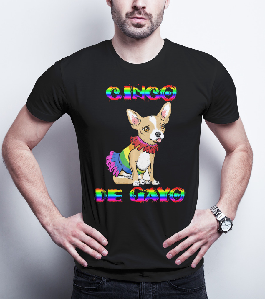 Cinco De Mayo Cinco De Gayo Rainbow Chihuahua T-Shirt