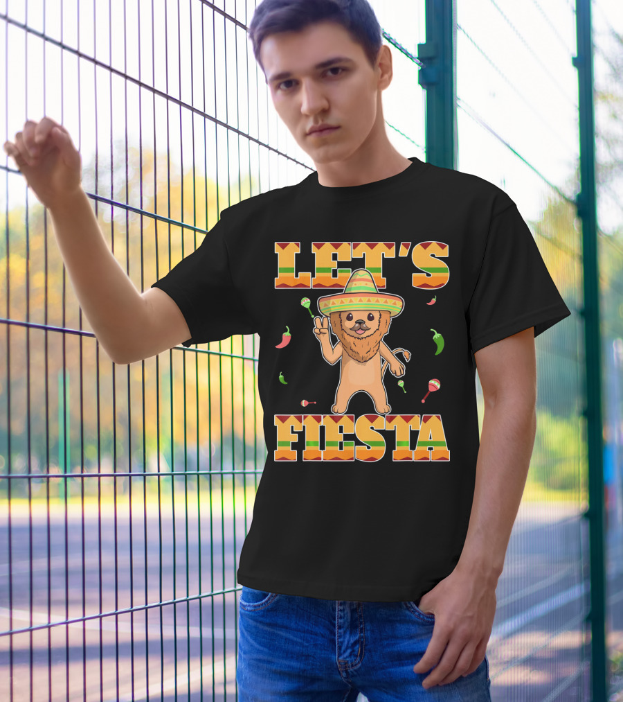 Let's Fiesta Lion Sombrero Peppers Maracas Mexican Cinco De Mayo T-Shirt
