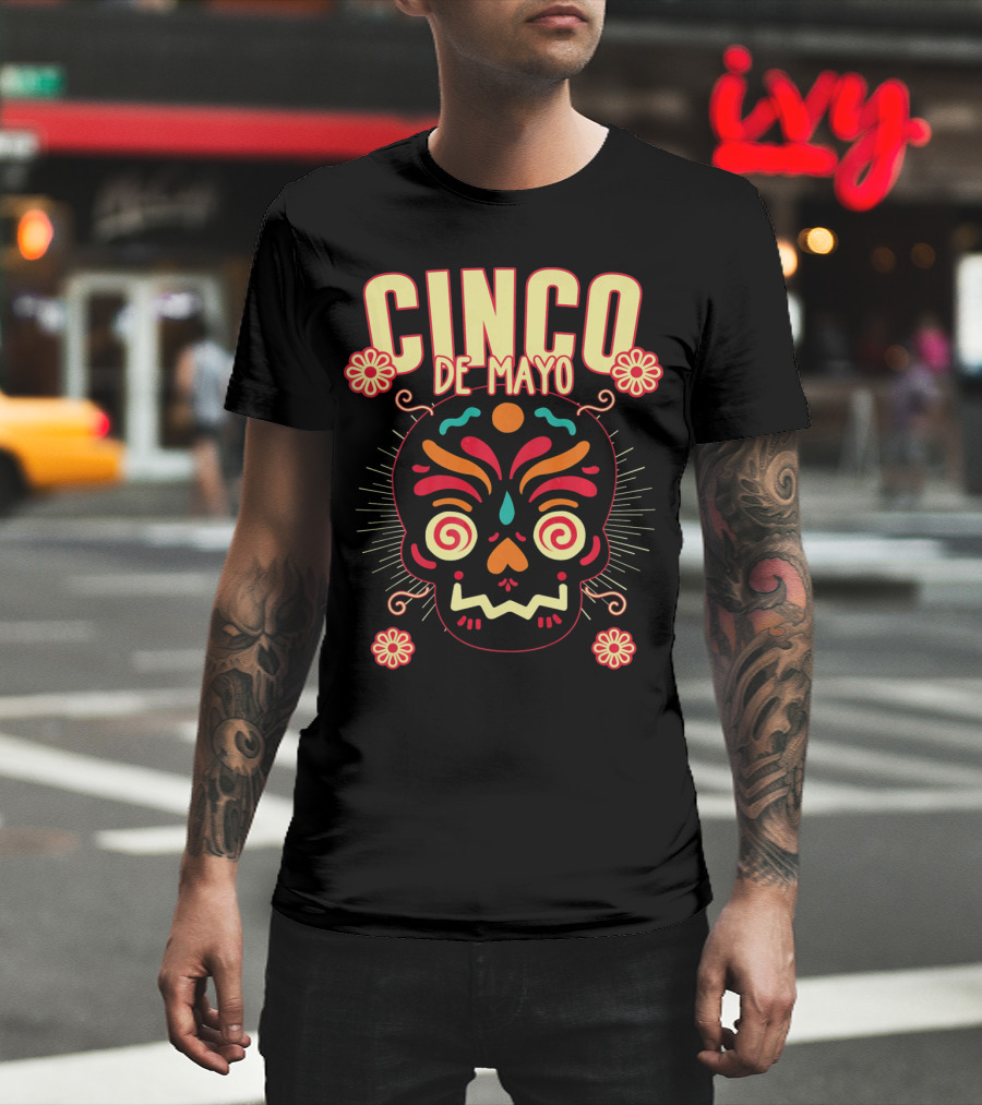 Cinco De Mayo Skull Design For Senor Senora And Sen T-Shirt