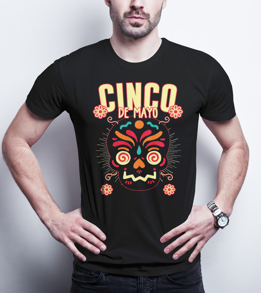 Cinco De Mayo Skull Design For Senor Senora And Sen T-Shirt